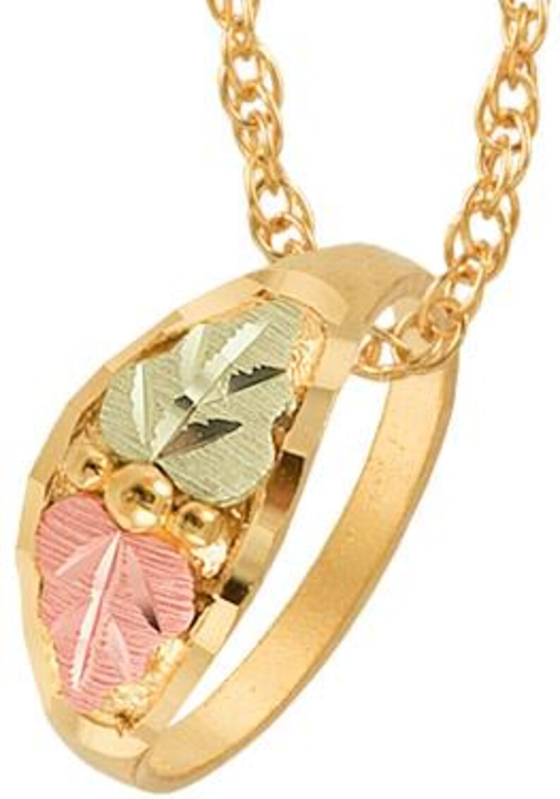Classic 10K Gold Pendant With Leaf Accents and Grape Motif Featuring ...