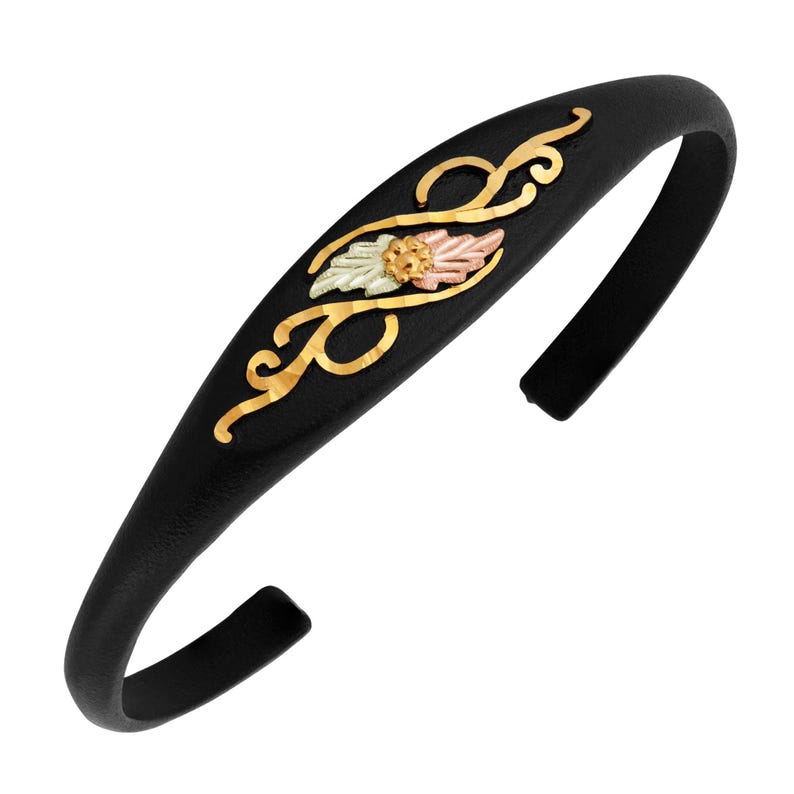 10K Gold Black Hills Cuff Bracelet | Grape Leaf Motif - Etsy