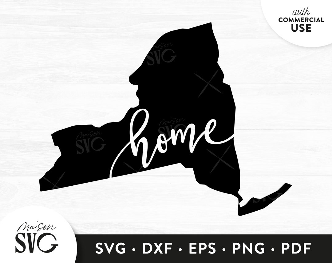 New York Map SVG, Home Sweet Home New York Svg, New York State Svg, Usa ...