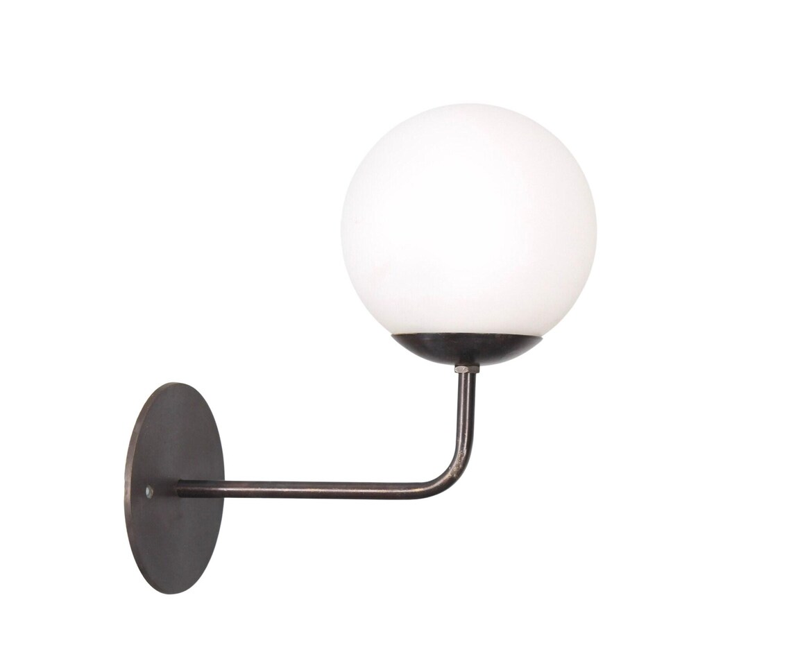 1 Light Curved Arm Globe Wall Modern Raw Brass Sputnik Chandelier Light ...