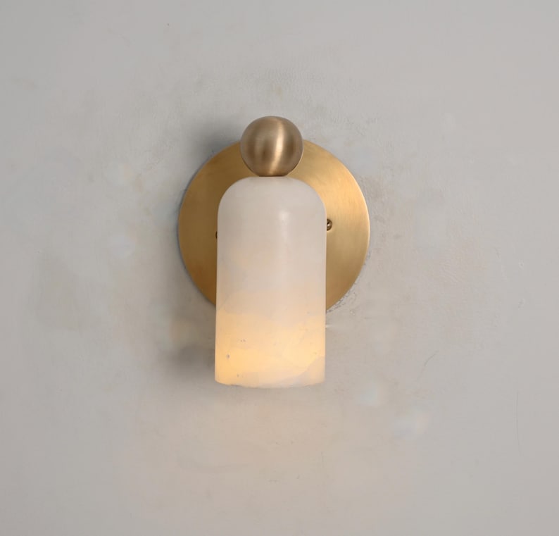 Alabaster Marble Brass Wall Sconce: Mid Century Italian Lighting - Etsy