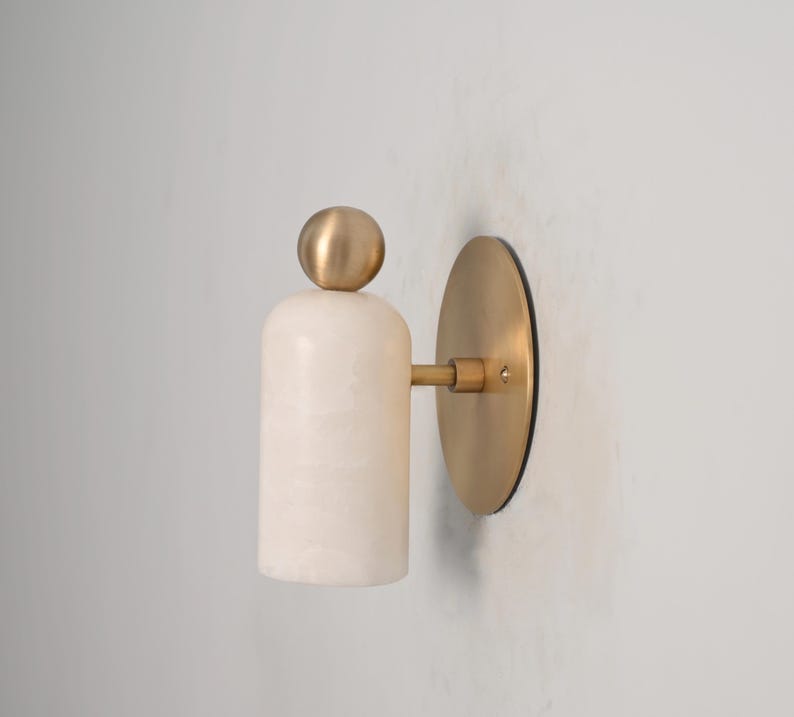 Alabaster Marble Brass Wall Sconce: Mid Century Italian Lighting - Etsy