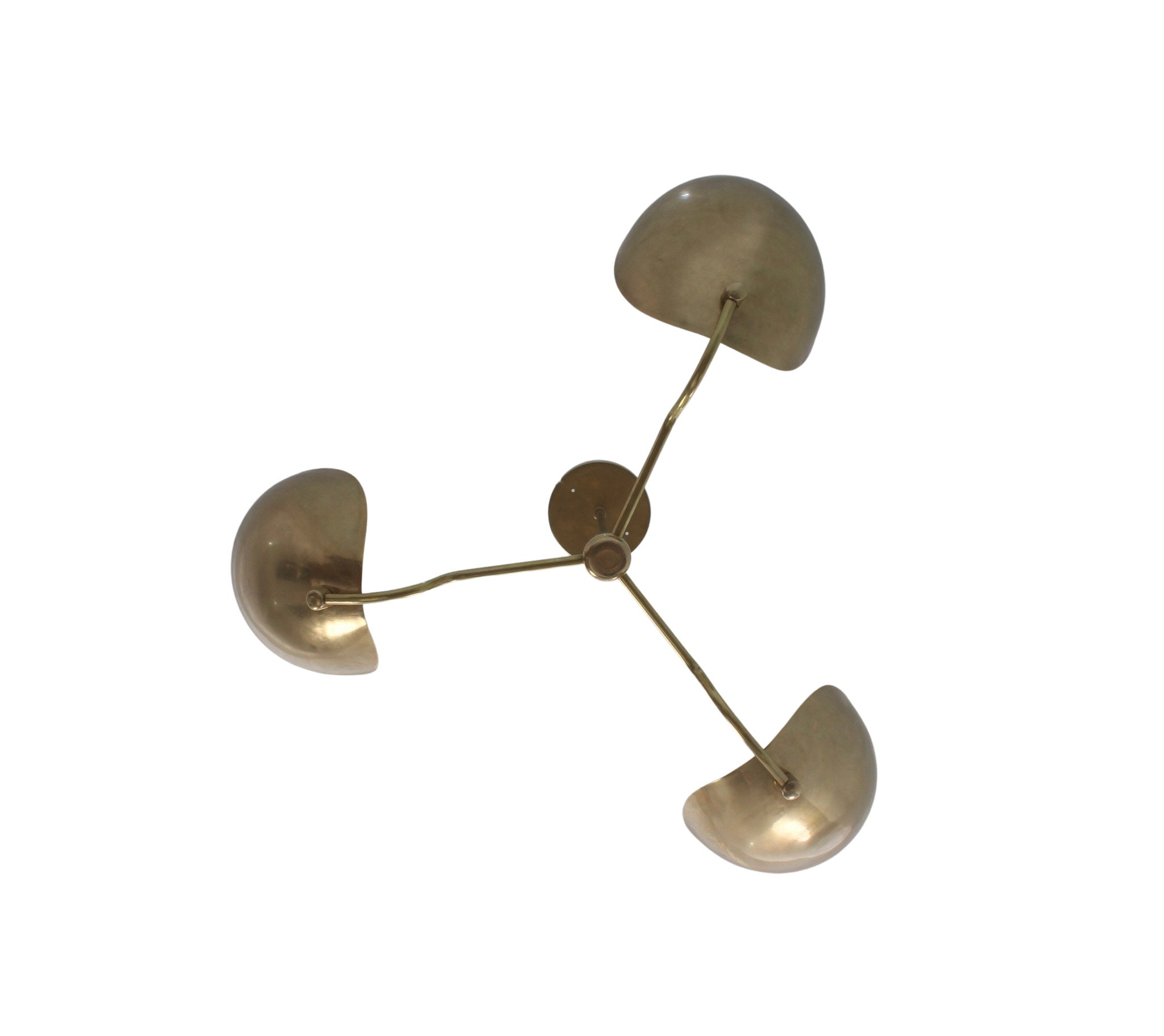 3 Light Curved Shades Pendant Mid Century Modern Raw Brass - Etsy