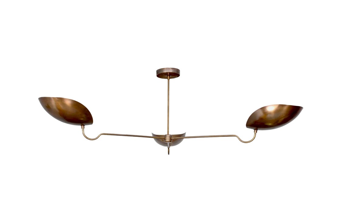 3 Light Curved Shades Pendant Mid Century Modern Raw Brass - Etsy
