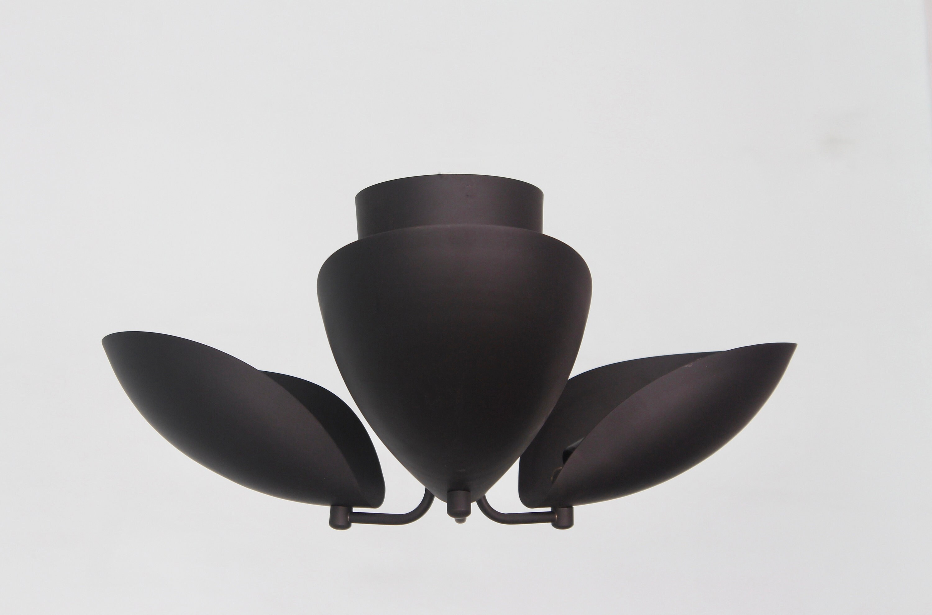 3 Light Curved Shades Semi Flush Mid Century Modern Raw Brass - Etsy