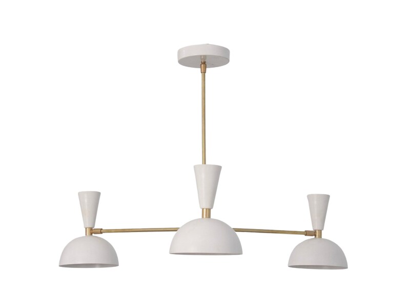 Large 3 Light Pendant Mid Century Modern Raw Brass Sputnik Chandelier ...