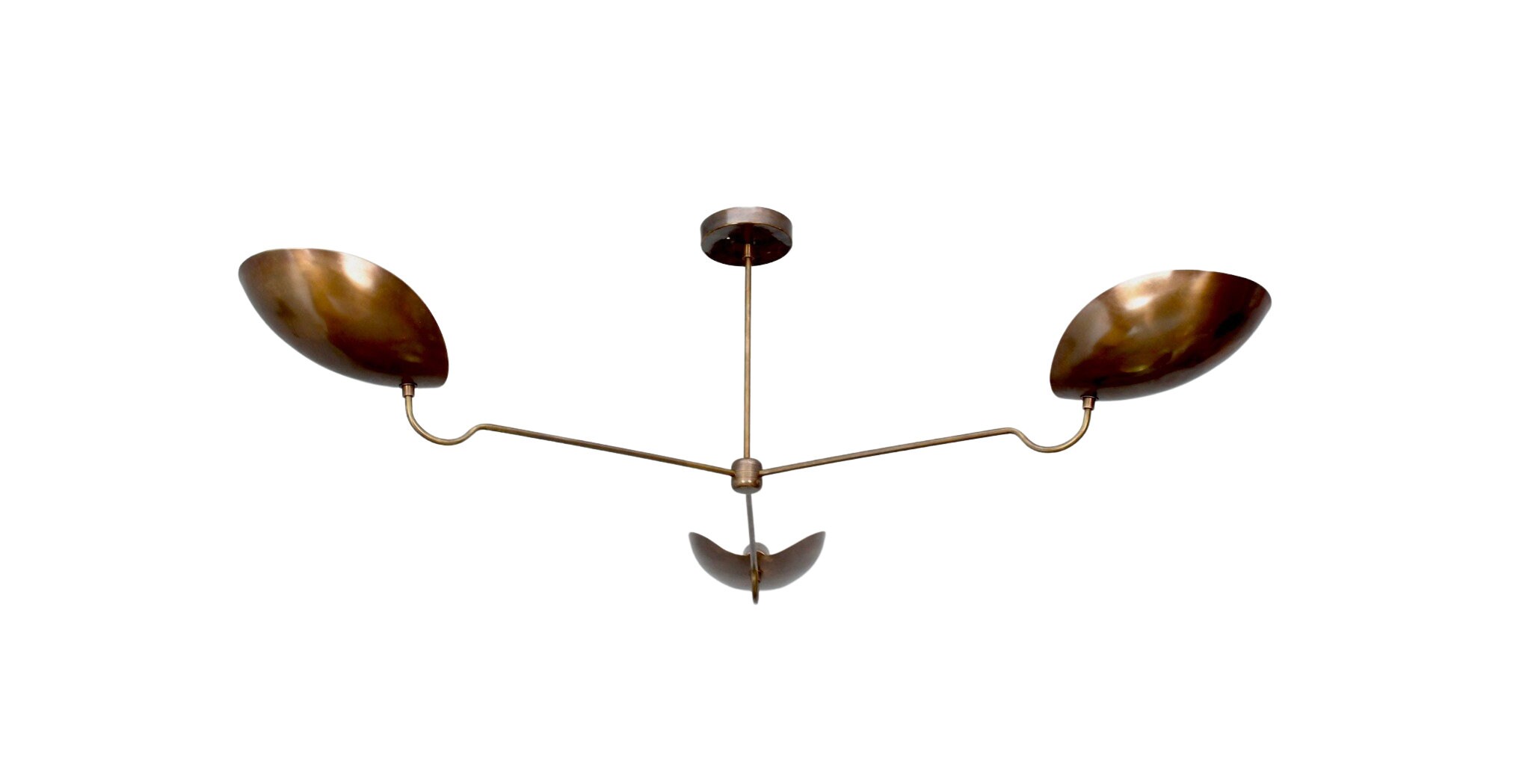 3 Light Curved Shades Pendant Mid Century Modern Raw Brass - Etsy