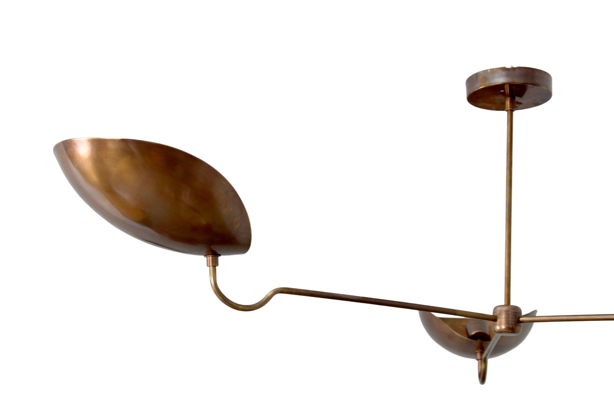 3 Light Curved Shades Pendant Mid Century Modern Raw Brass - Etsy