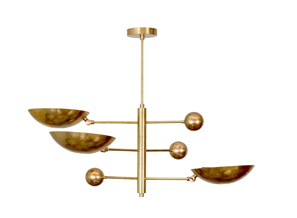 3 Light Patten Dome Pendant Mid Century Modern Raw Brass - Etsy