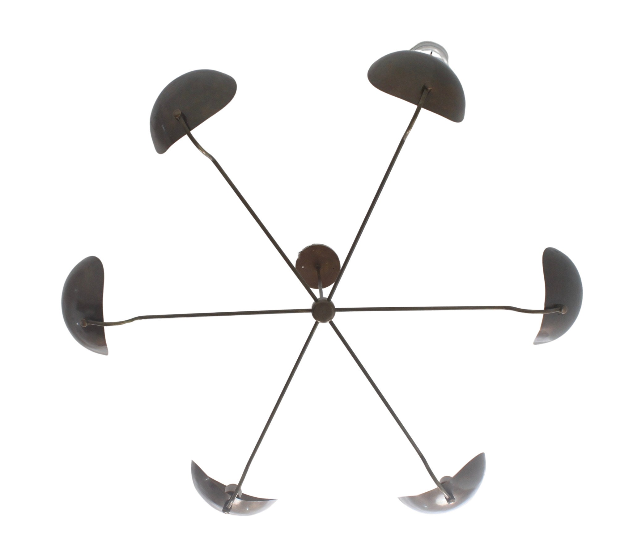 6 Light Curved Shades Pendant Mid Century Modern Raw Brass - Etsy