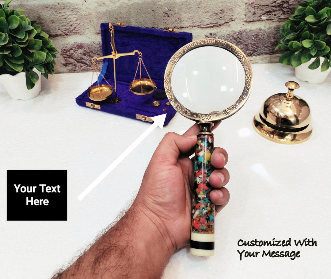 Personalized Engraved Brass Magnifying Glass With Designer Handle and ...