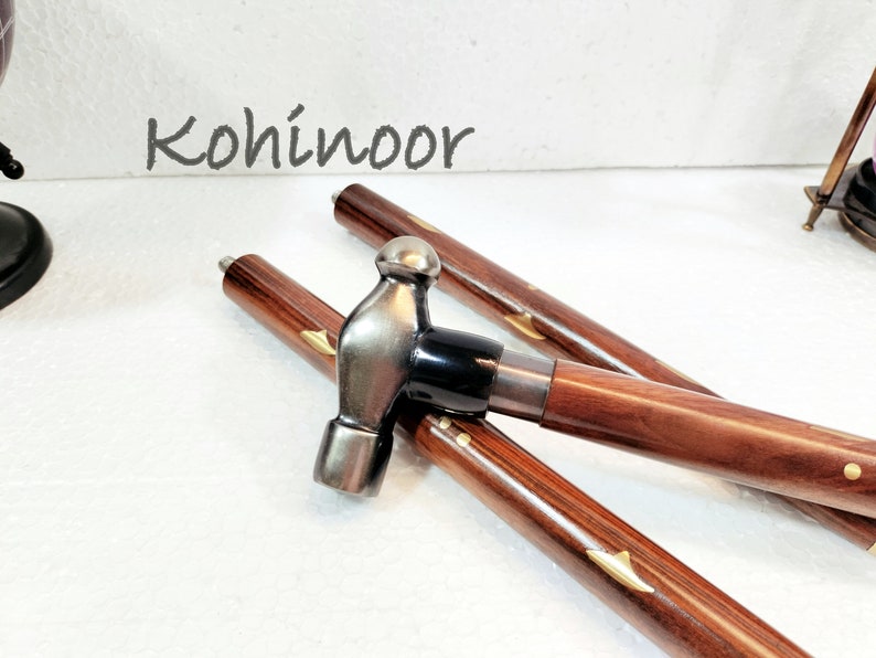 Personalized Engraved Walking Cane: Blacksmith Hammer Handle, Foldable ...