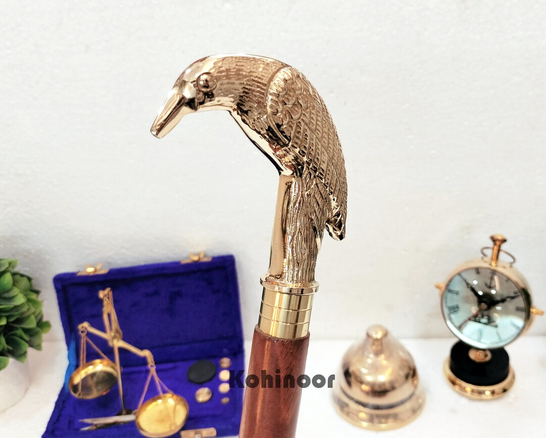 Personalized Engraved Walking Stick Brass Raven Handle Walking Cane ...