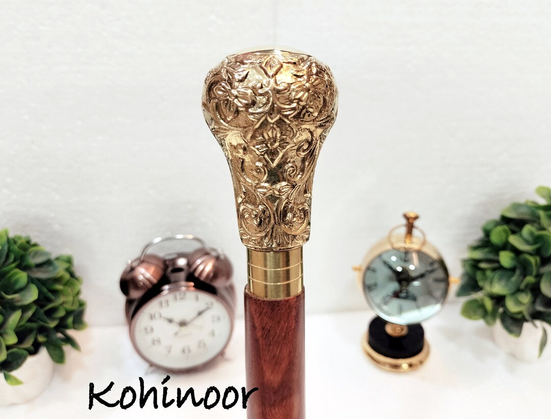 Personalized Engraved, Wooden Walking Cane for Men and Women, Flower ...