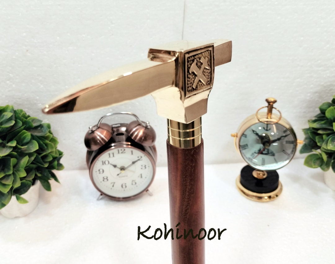 Personalized Engraved, Brass Axe Anvil Cane Handle Walking Stick ...