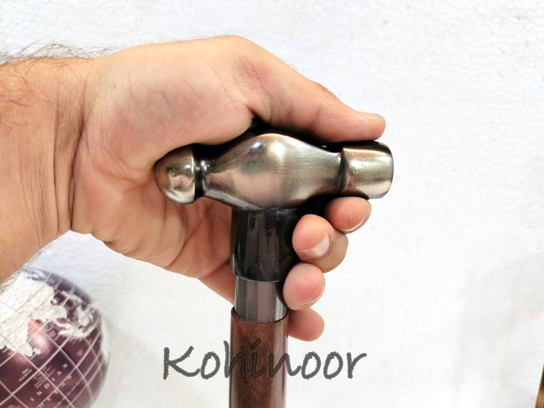 Personalized Engraved Walking Cane: Blacksmith Hammer Handle, Foldable ...