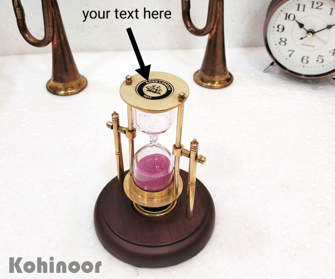 Personalized Engraved, Brass Exquisite Revolving Sand Timer Hourglass ...