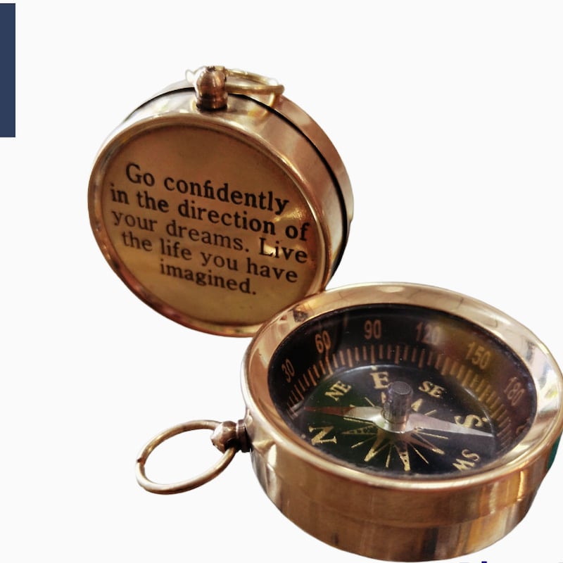 Engraved Compass Keychain - Etsy