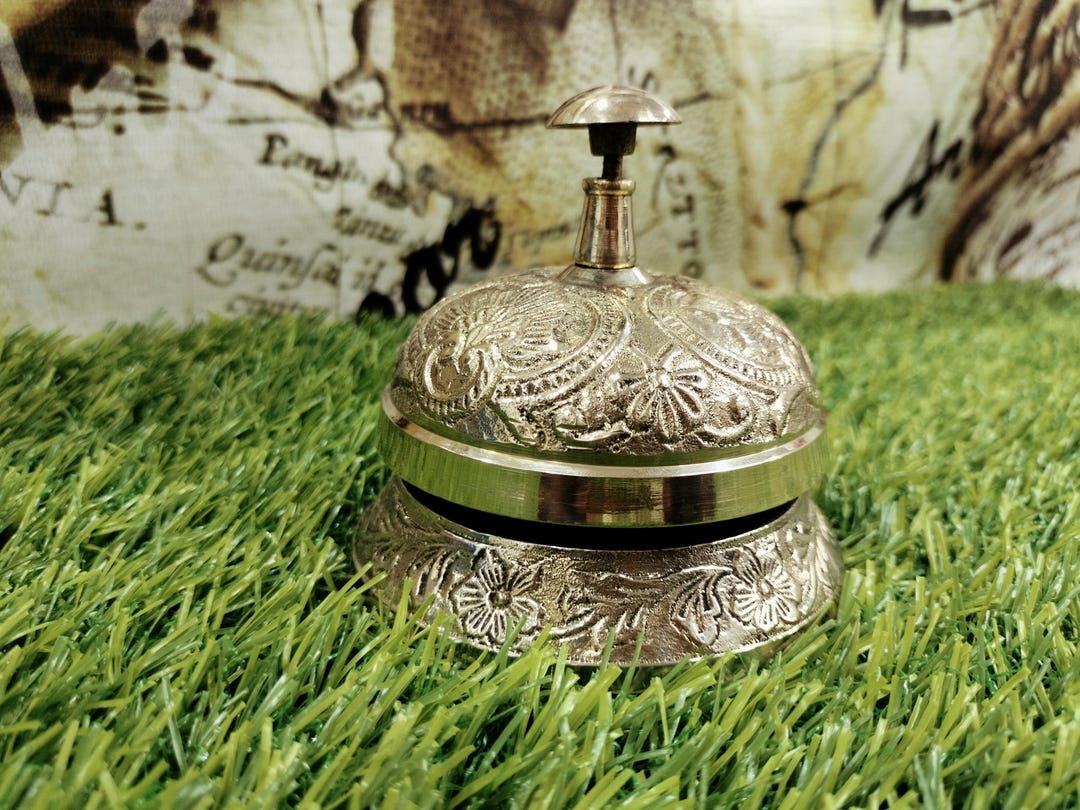 Brass Reception Bell, Calling Desk Bell, Ornate Counter Bell, Service ...