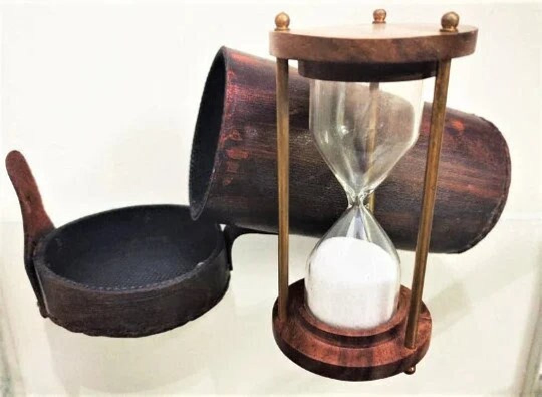 Beautiful Brass Hourglass Maritime Desktop Decorative Wood Sand Timer ...