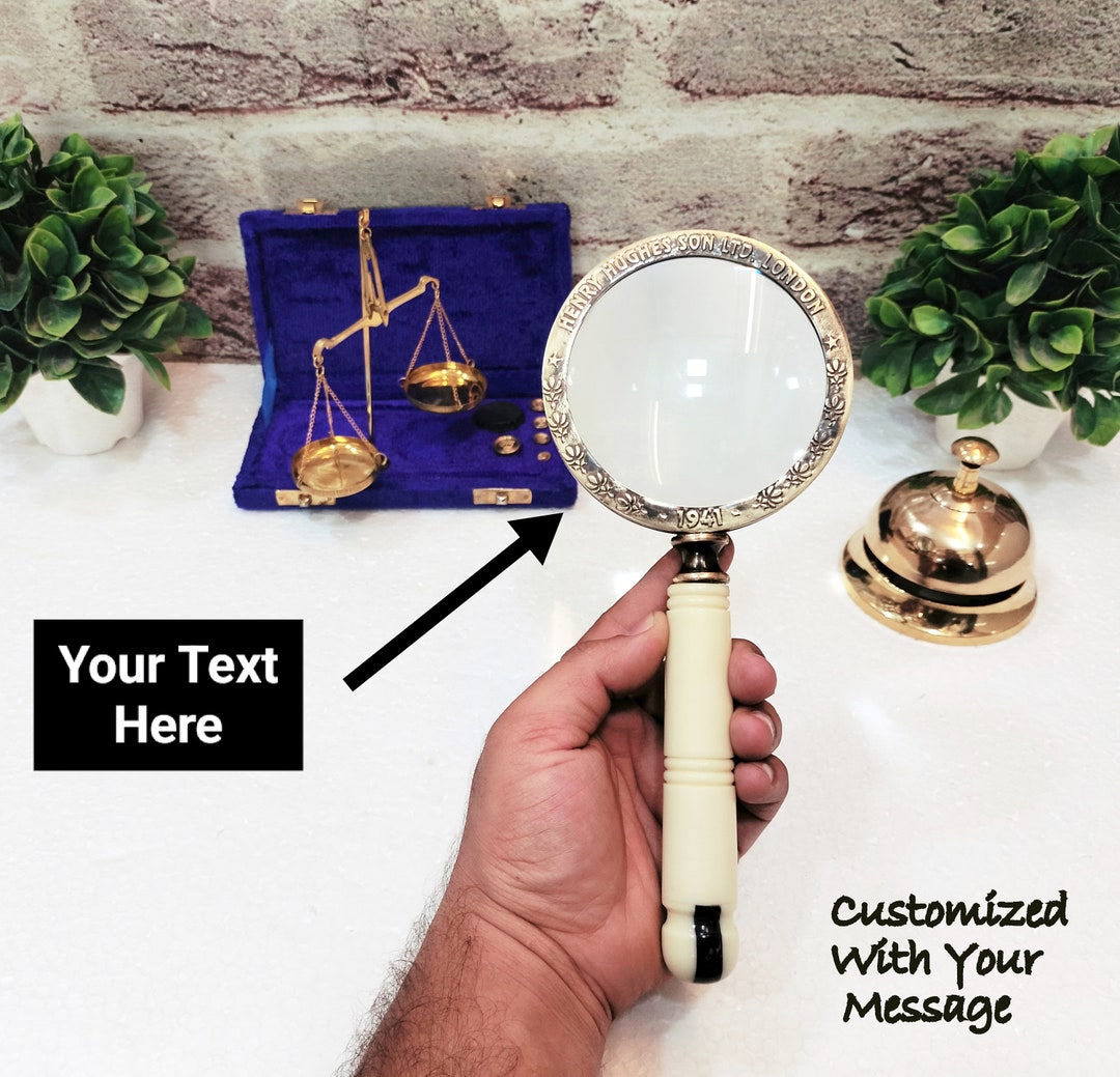 Personalized Engraved Brass Magnifying Glass With Designer Handle and ...