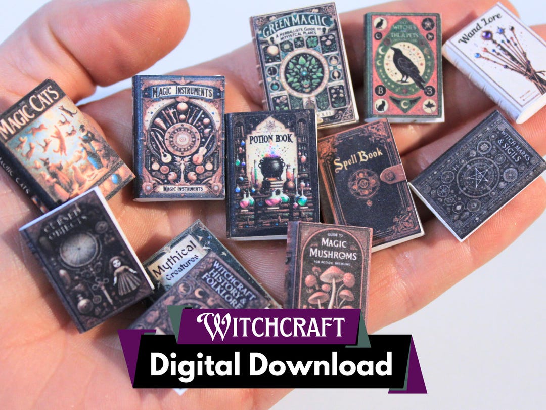 Miniature Witchcraft Spell Book Covers | 1/12 Scale Dollhouse Library ...