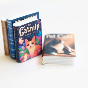 Miniature Cat Book Covers | Dollhouse Library, 1/12 & 1/6 Scale ...