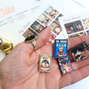 Miniature Cat Book Covers | Dollhouse Library, 1/12 & 1/6 Scale ...