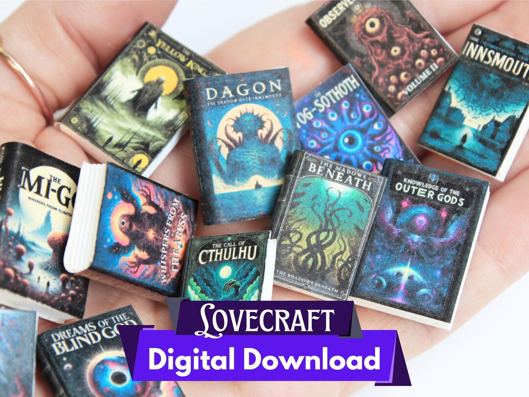 Miniature Lovecraft Book Covers | 1/12 & 1/6 Scale Dollhouse (digital ...