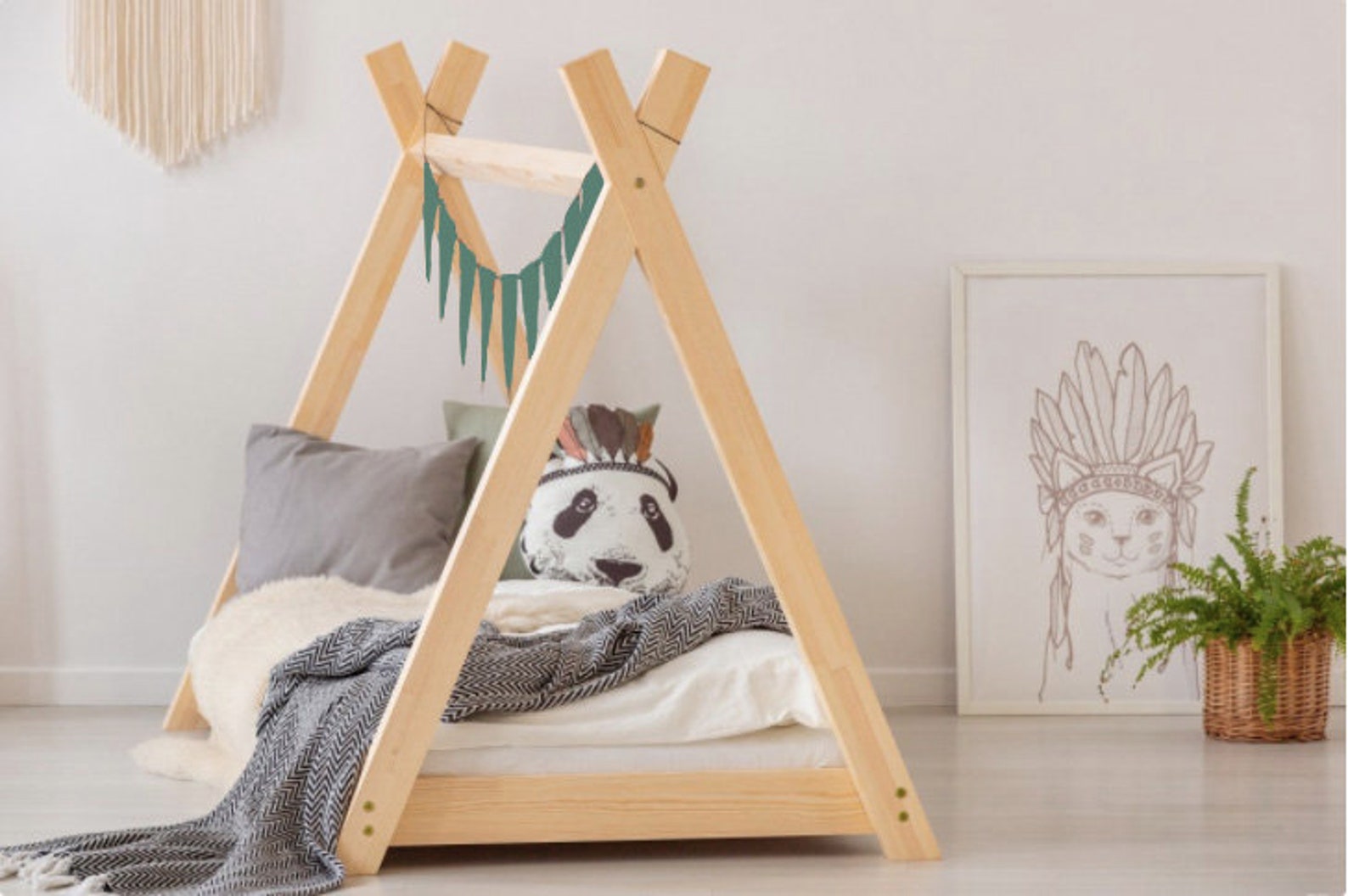 Solid Teepee House Bed for Kids Montessori House Bed | Etsy