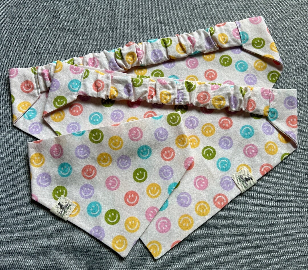 Neon Smiley Face Scrunchie Dog Bandana - Etsy