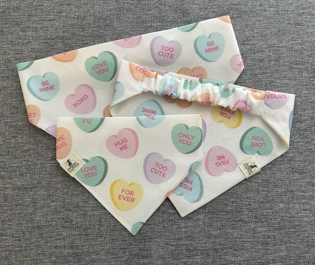 Conversation Hearts Scrunchie Dog Bandana, Valentine's Day Pet ...