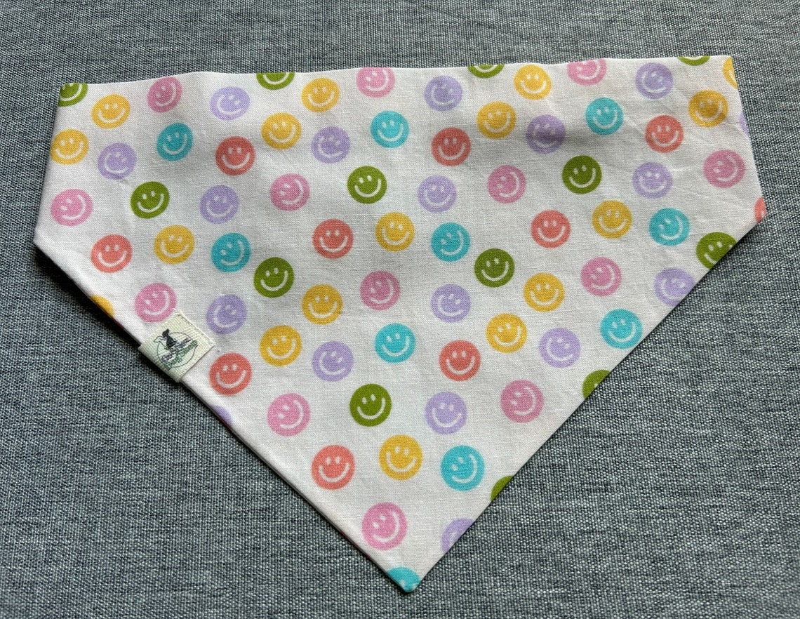 Neon Smiley Face Scrunchie Dog Bandana - Etsy