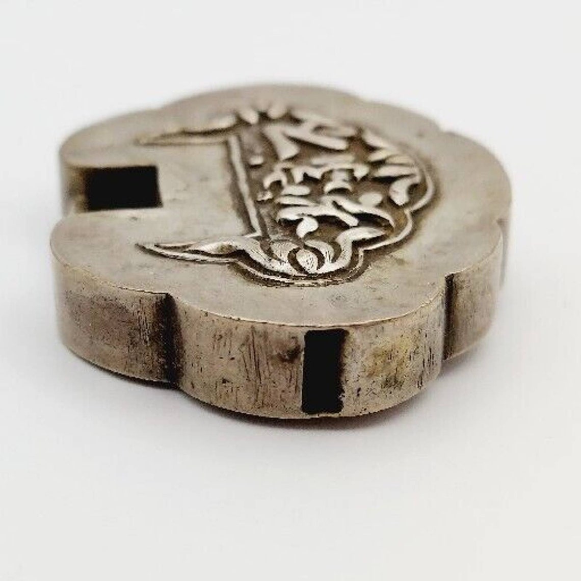 Antique Chinese Silver Repousse Lock Pendant Double Sided Tree Padlock ...