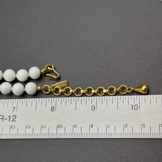 Signed Monet White Milk Glass Beaded Necklace Vintage… - Gem