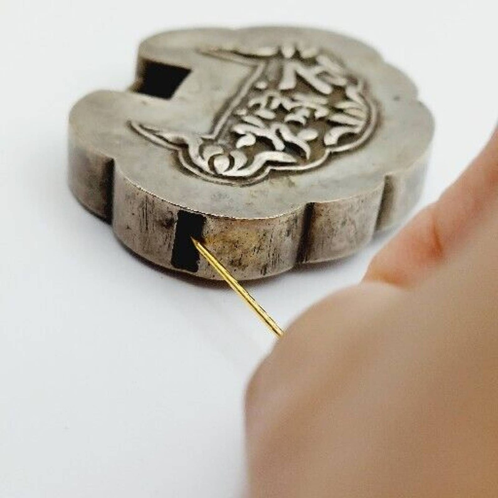 Antique Chinese Silver Repousse Lock Pendant Double Sided Tree Padlock ...