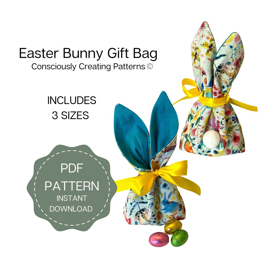 Easter Bunny Gift Bag Sewing Pattern: DIY Fabric Treat Bags (digital ...
