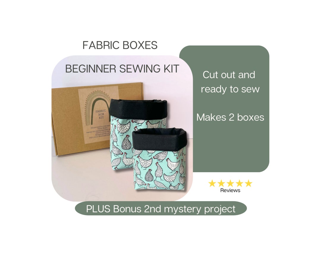 Pre-cut Fabric Box Sewing Kit: Beginner Sewing Project - Etsy