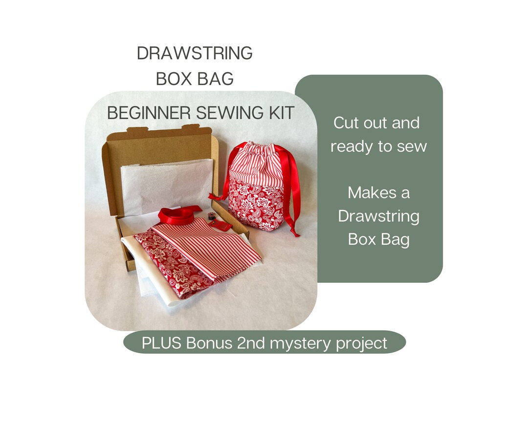 Beginner Sewing Kit: Drawstring Box Bag With Bonus Project - Etsy