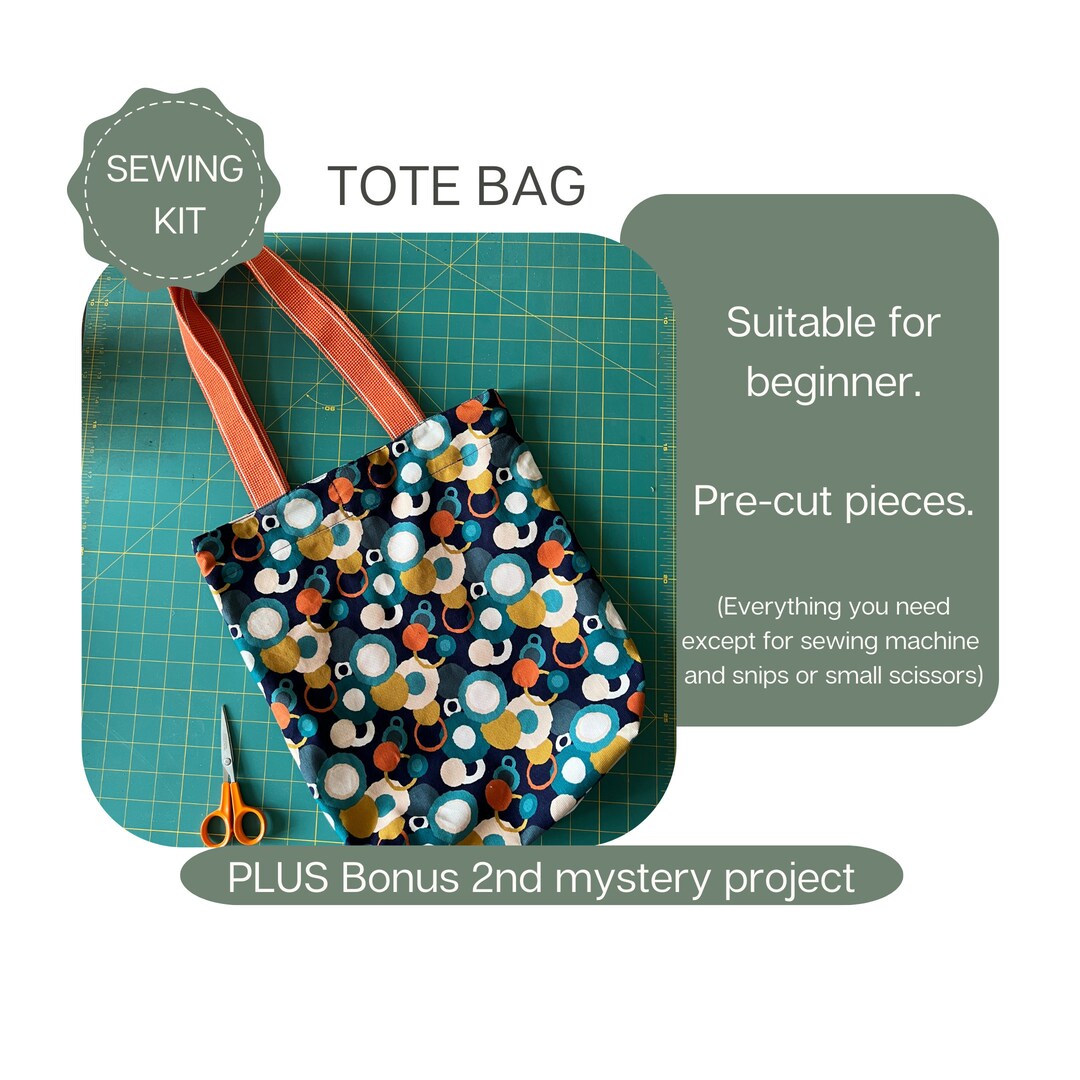 Tote Bag Sewing Kit, Learn to Sew, Make Your Own Bag Kit, Beginner Sewing Kit, Adult Craft Kit ...