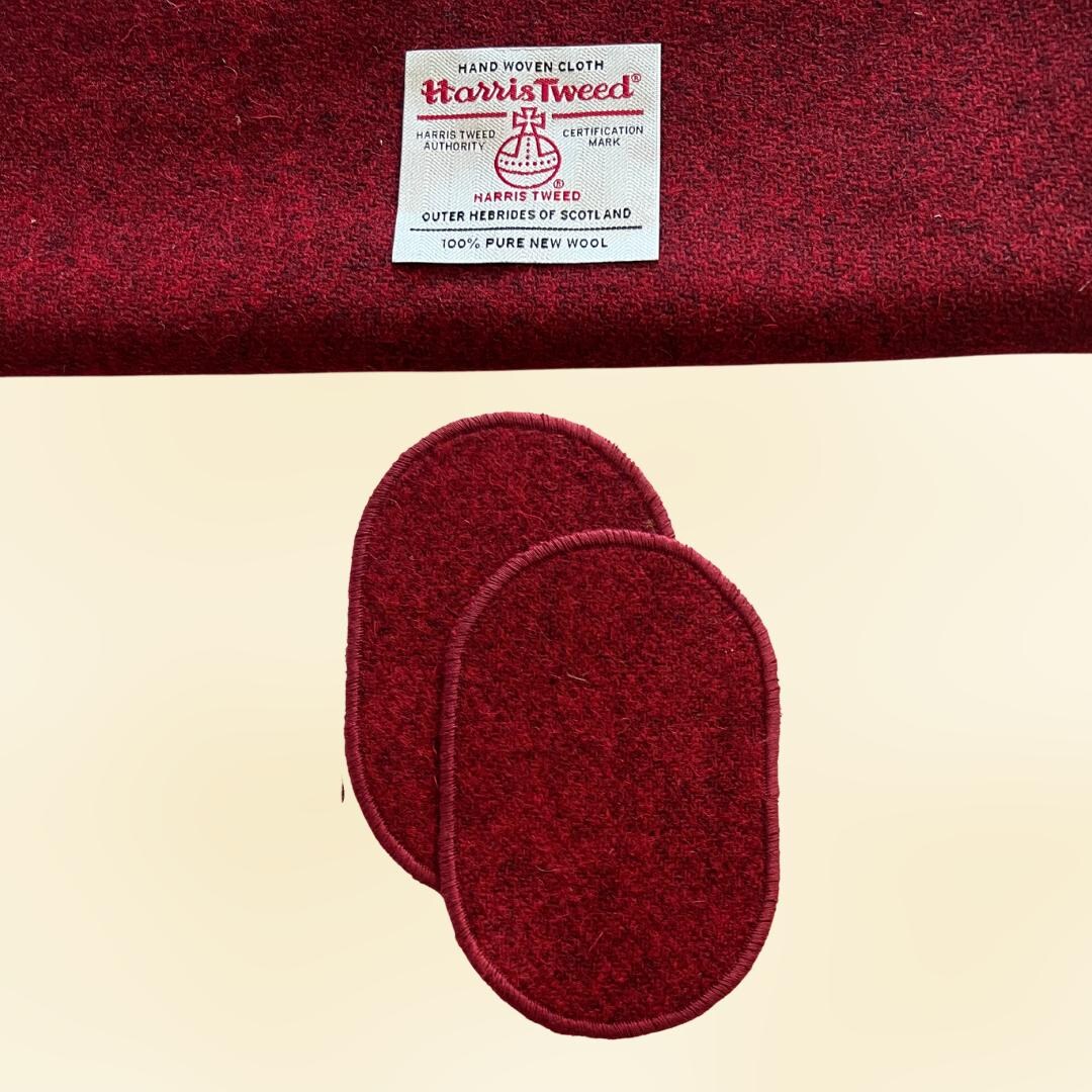 Deep Red Harris Tweed® Elbow Patches, Elbow Patches, Repair Patch, Sew ...