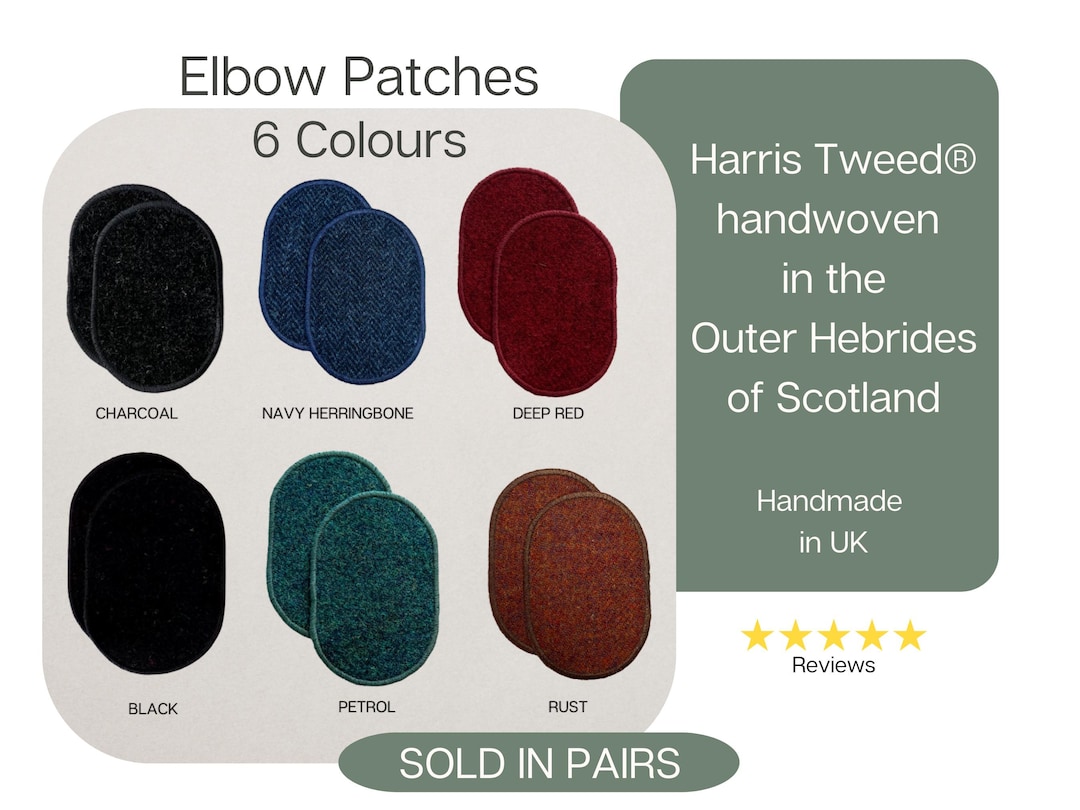 Harris Tweed Elbow Patches: Handmade Sweater Repair - Sold in Pairs ...