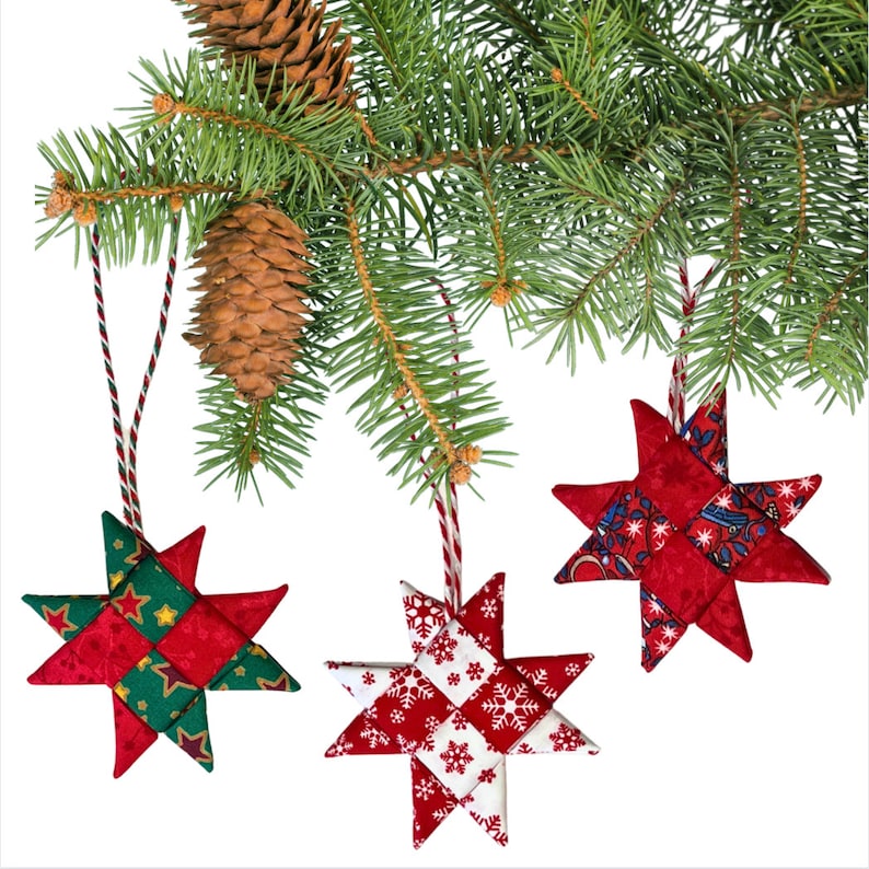 Scandinavian Folded Fabric Star Digital Pattern, Christmas Decoration ...