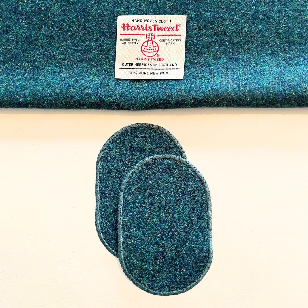 Petrol Harris Tweed Elbow Patches: Sew-on Repair Patches - Etsy