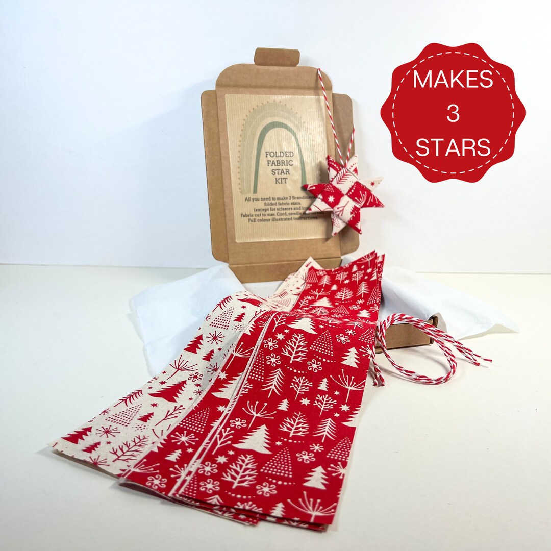 DIY Folded Fabric Star Kit, Make Christmas Tree Decorations, Festive ...