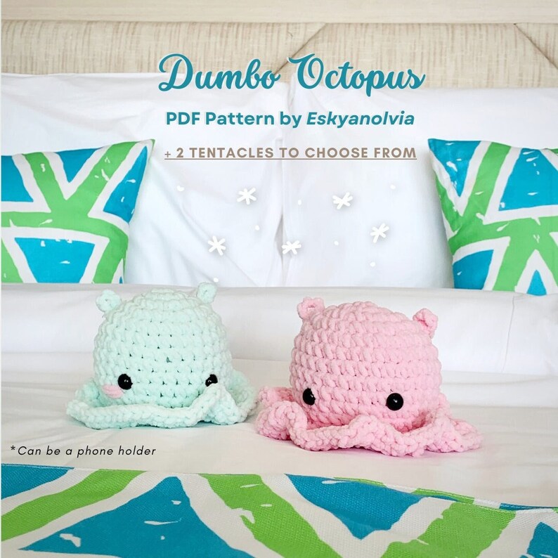Crochet Pattern Dumbo Octopus With 2 Tentacle Options Fuwa Fuwa ...