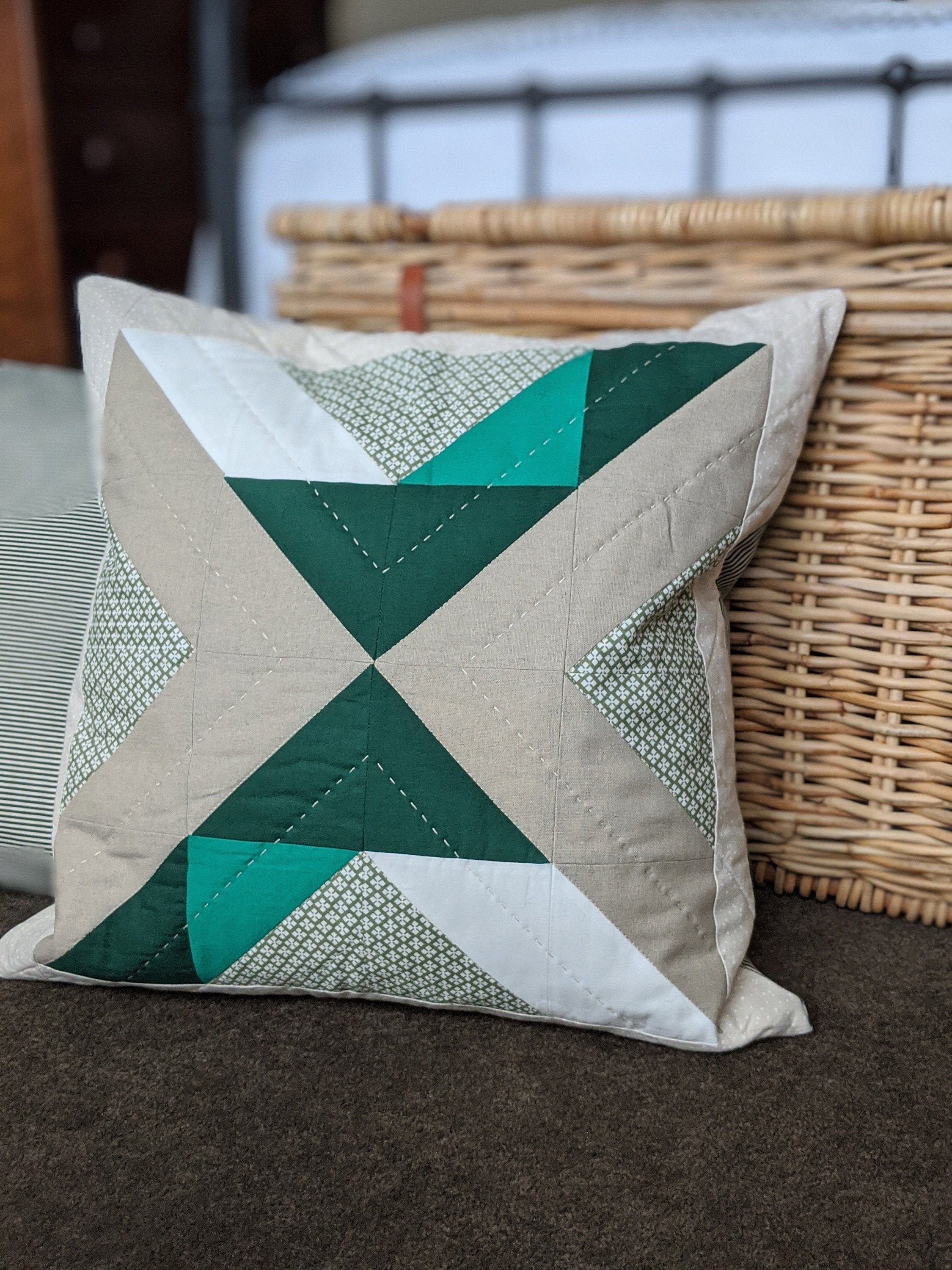 Set of 2 Handmade Patchwork Cushion Covers/ Quilted Cushion Covers ...