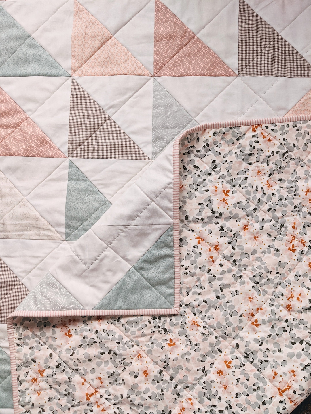 Handmade Modern Baby Quilt, Gender Neutral Baby Quilt, Modern Patchwork ...