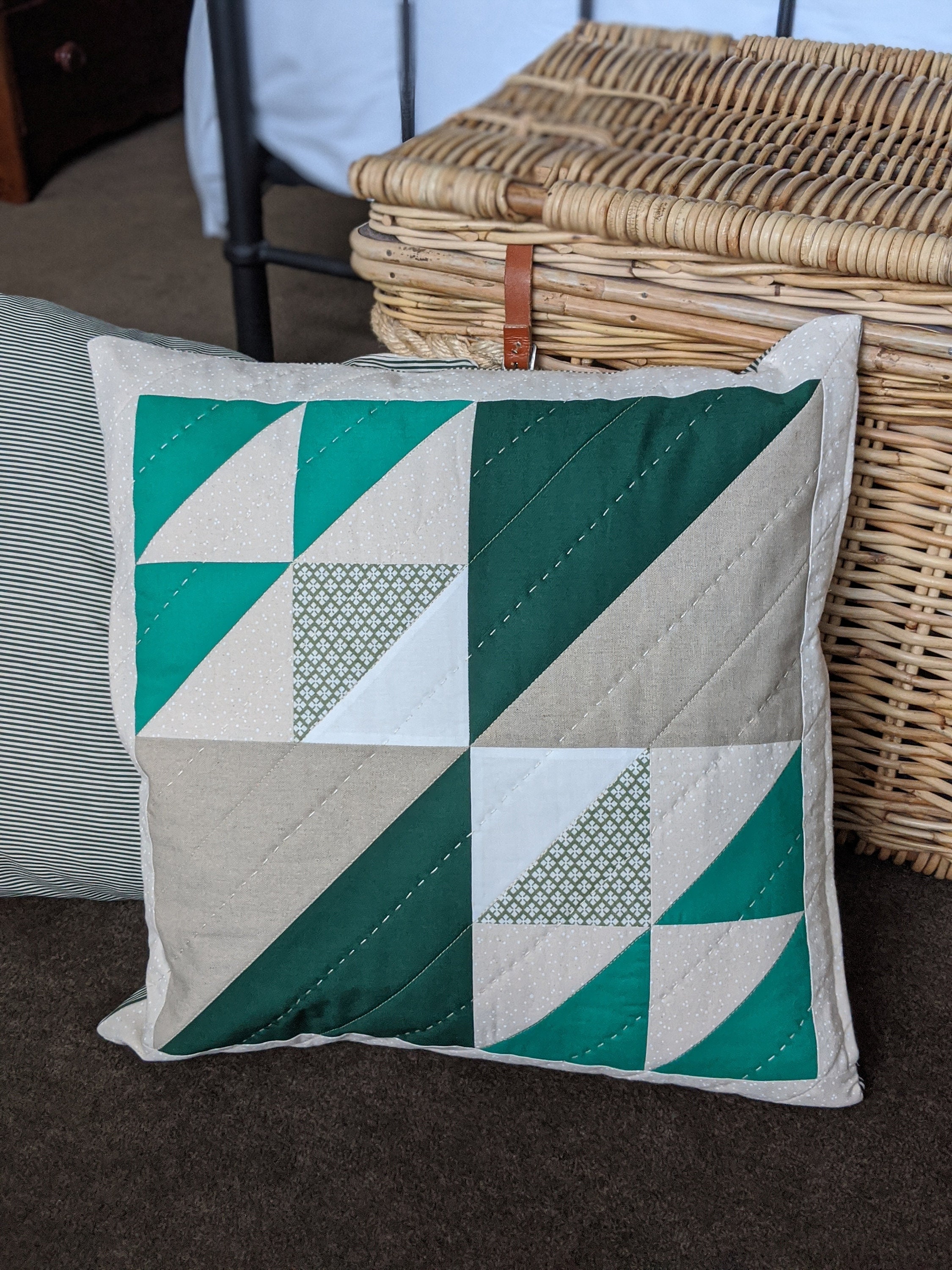 Set of 2 Handmade Patchwork Cushion Covers/ Quilted Cushion Covers ...