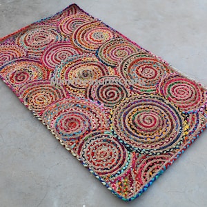 2X3 Foot Rug Colorful Area Rug Braided Rag Rug Floor Rug Handmade Rugs ...
